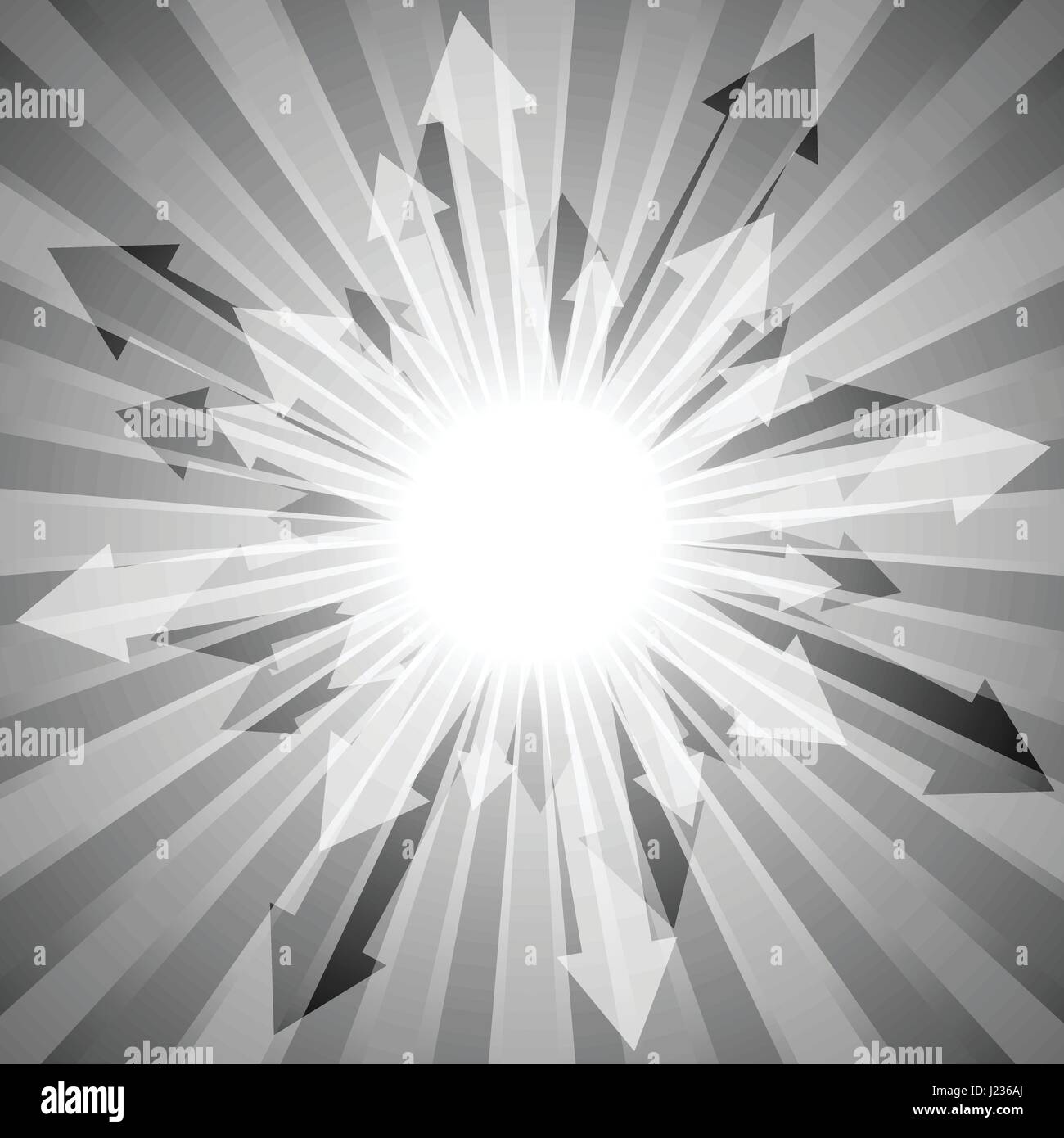 Light grey burst with lots of arrows out from center for abstract ...
