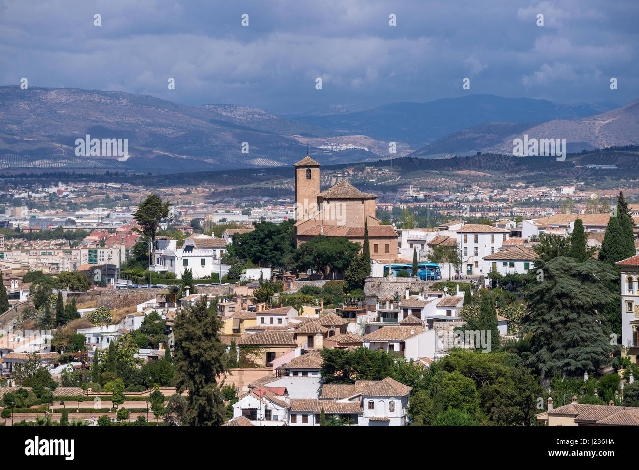 Panoramic view of Granada town from Alhambra Stock Photo - Alamy