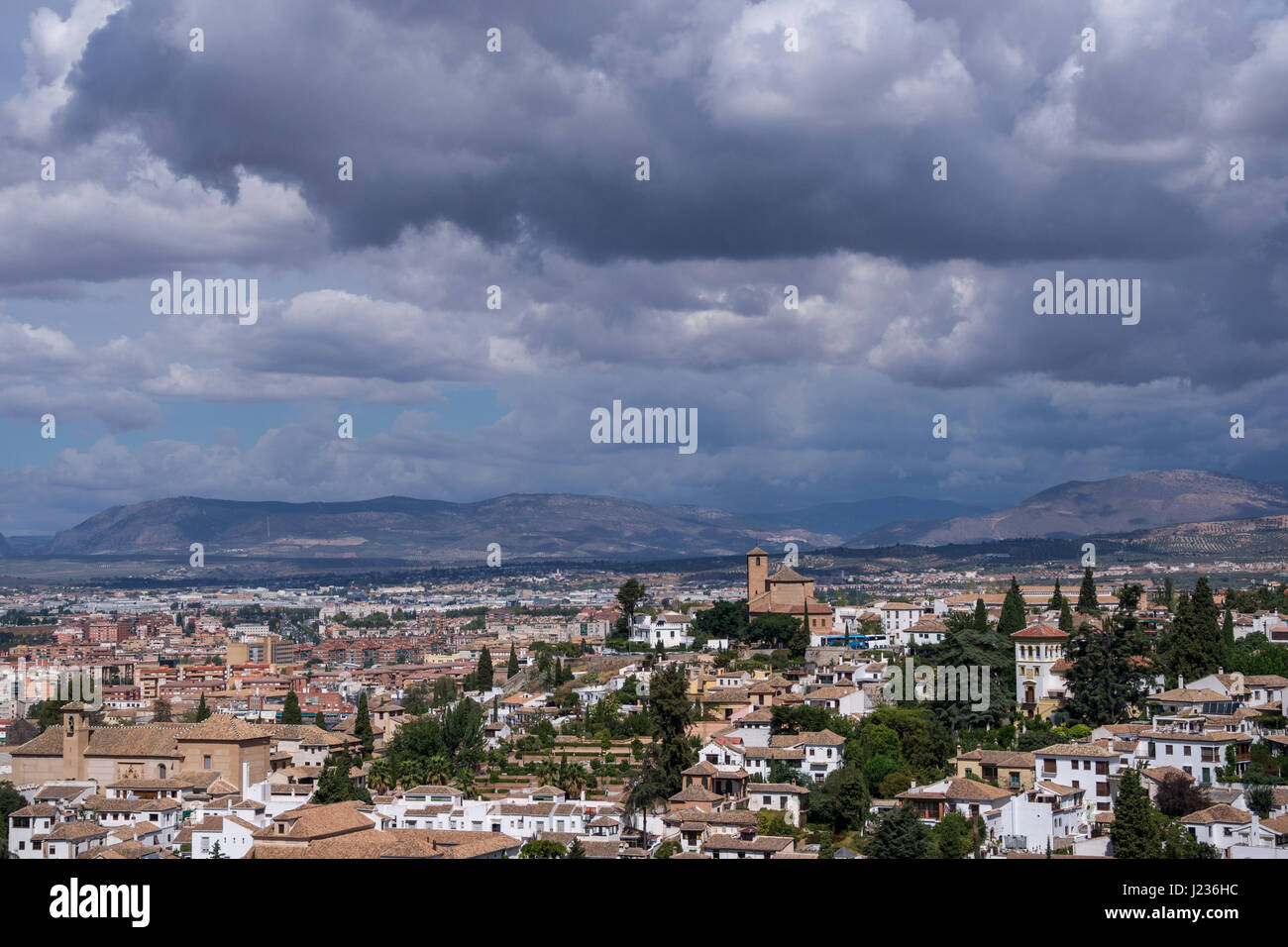 Panoramic view of Granada town from Alhambra Stock Photo - Alamy