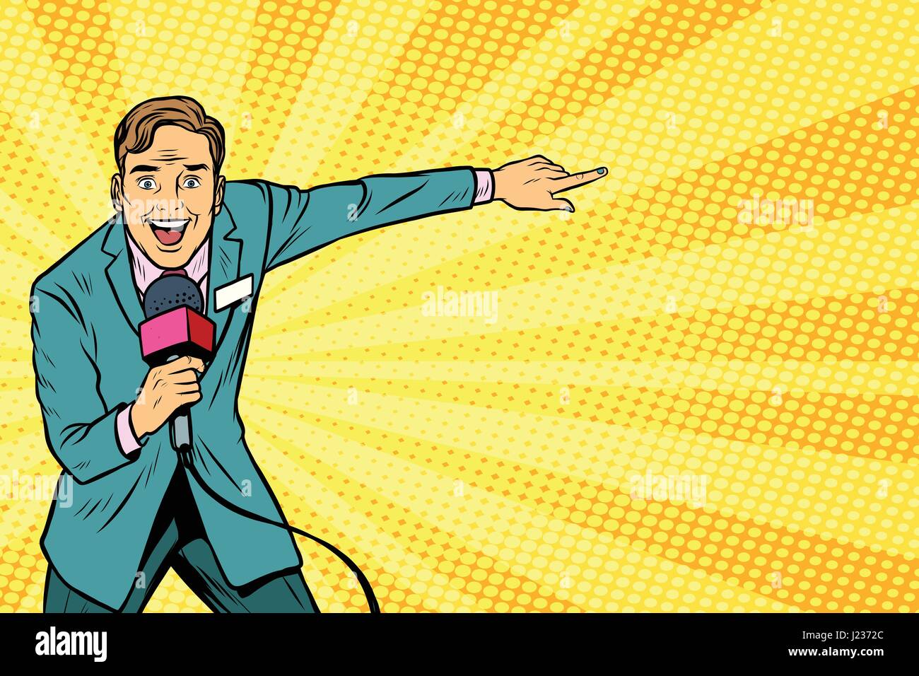 joyful TV reporter broadcasts live. Pop art retro vector illustration Stock Vector Image & Art ...
