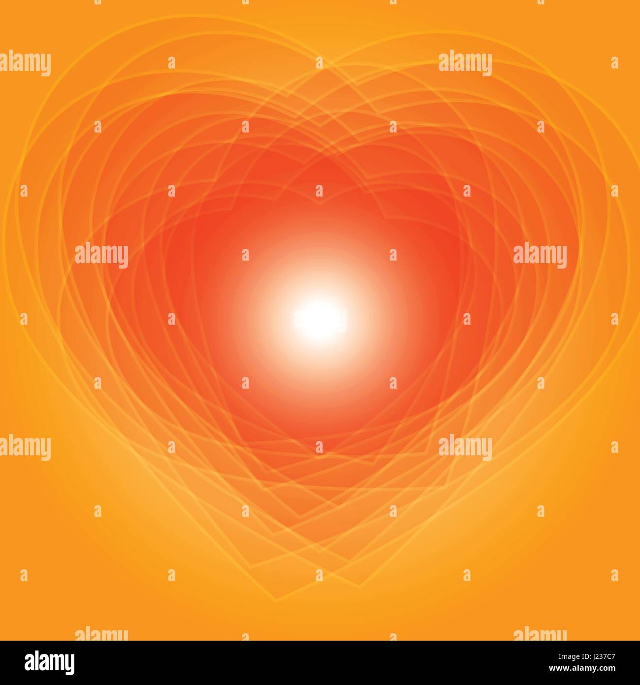 Multi layer transparent white hearts on orange background vector design ...