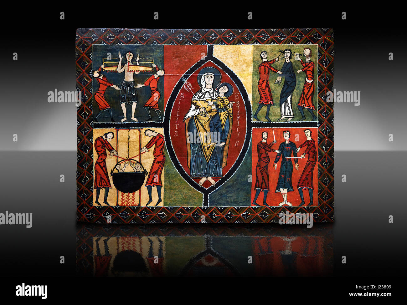 12th century Romanesque painted altar front from Saint Quirc de Durro ...