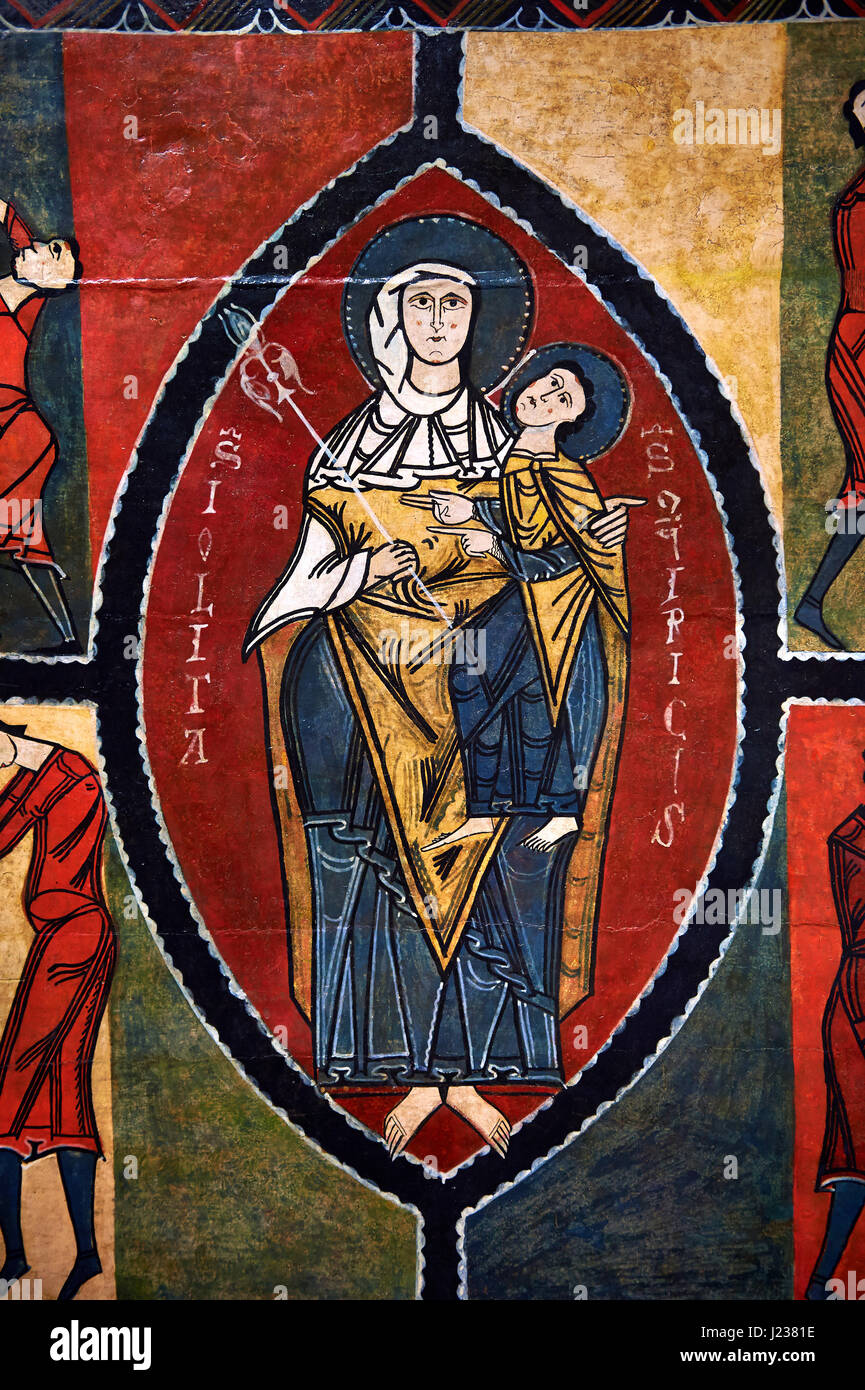 12th century Romanesque painted altar front from Saint Quirc de Durro ...