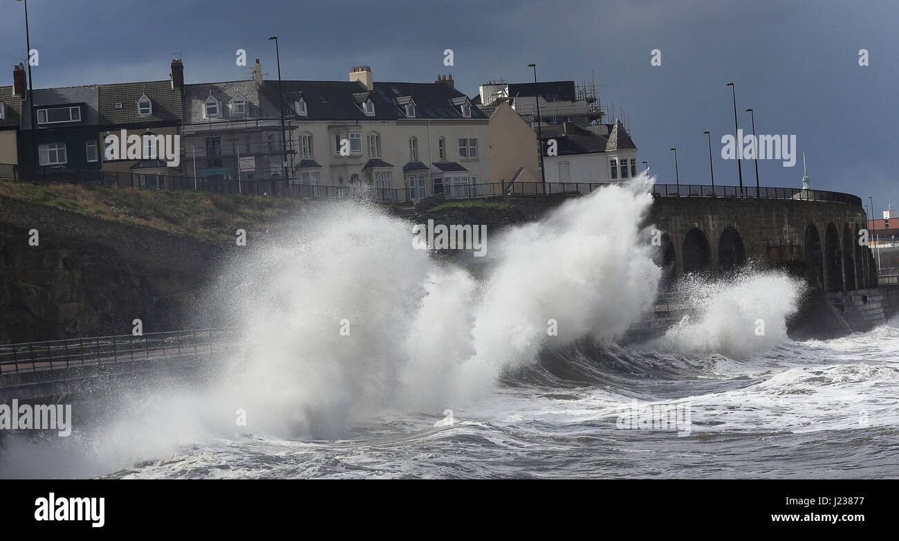 Big waves hit coastline cullercoats hi-res stock photography and images ...