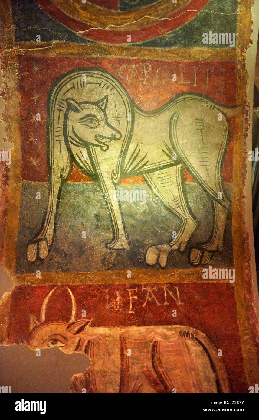 Mythical medieval animal, 12th Century Romanesque fresco, Church of ...