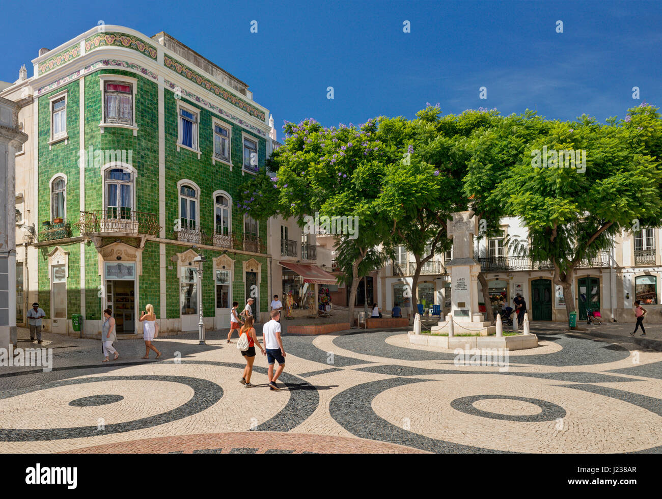 Portugal, the Algarve, the Praca de Luis de Camoes square, Lagos Stock ...