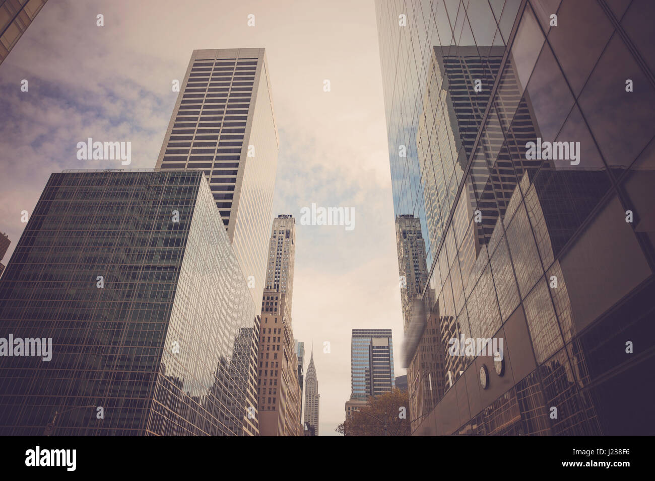 New York City Manhattan Skyline, U.S.A. Vintage retro style Stock Photo ...