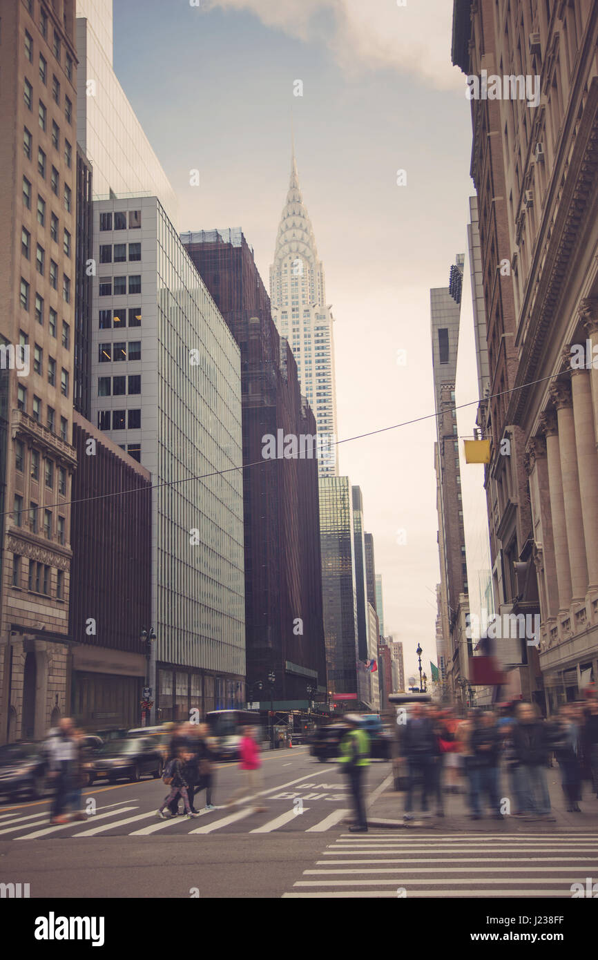 New York City Manhattan Skyline, U.S.A. Vintage retro style Stock Photo ...