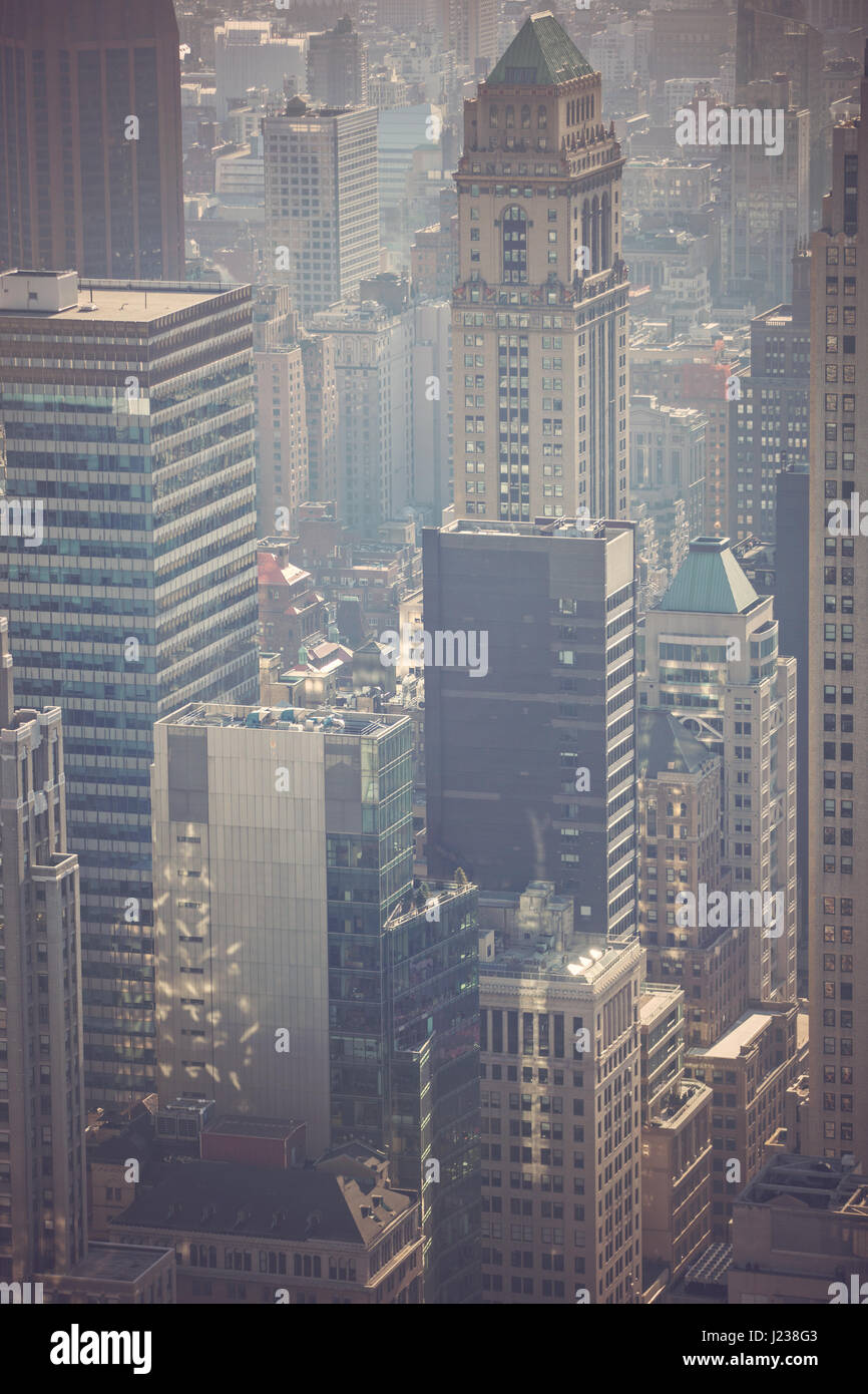 New York City Manhattan Skyline, U.S.A. Vintage retro style Stock Photo ...