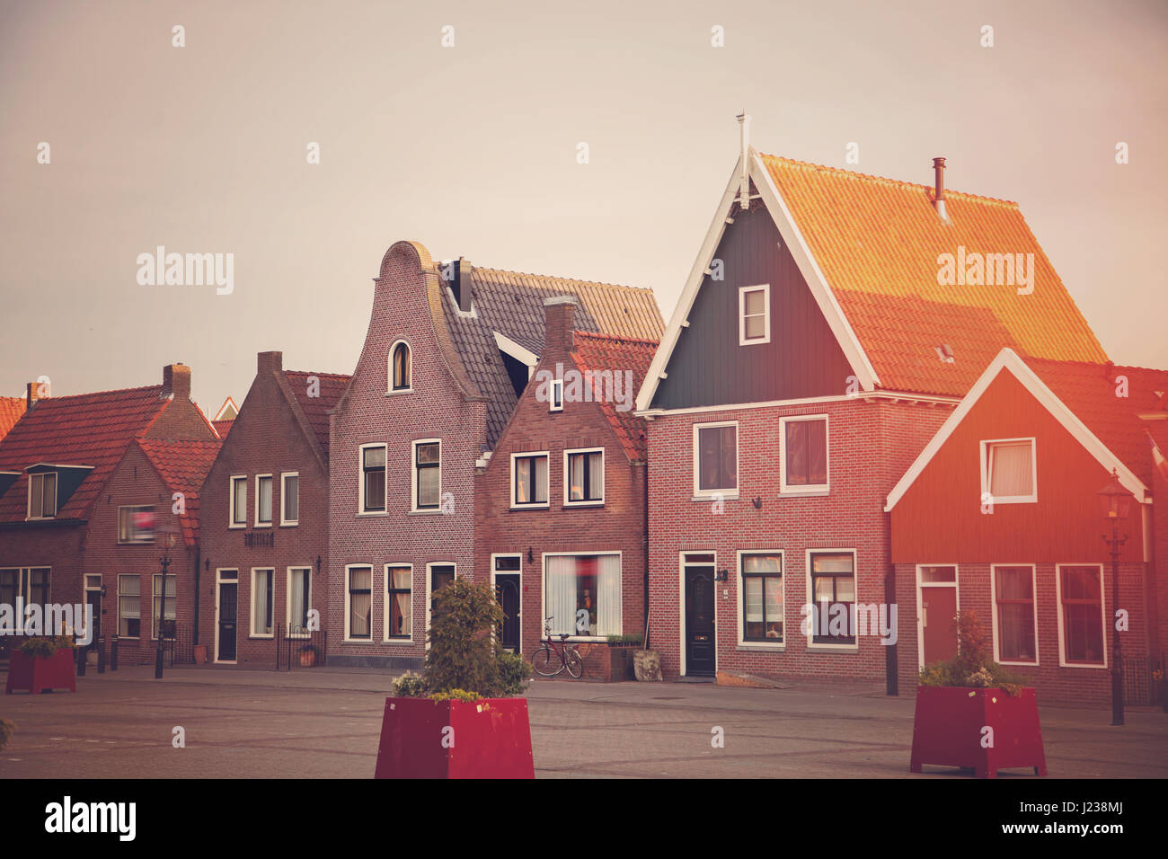 Traditional houses in Holland town Volendam, Netherlands Stock Photo ...