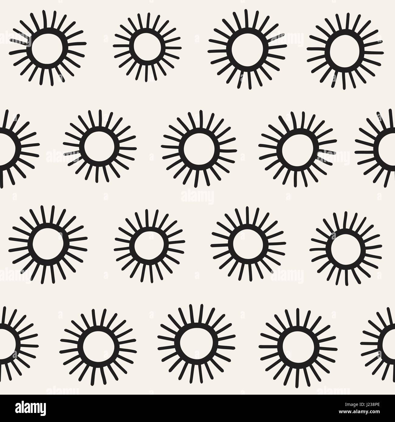 Vector seamless sunburst shapes freehand pattern. Abstract background ...