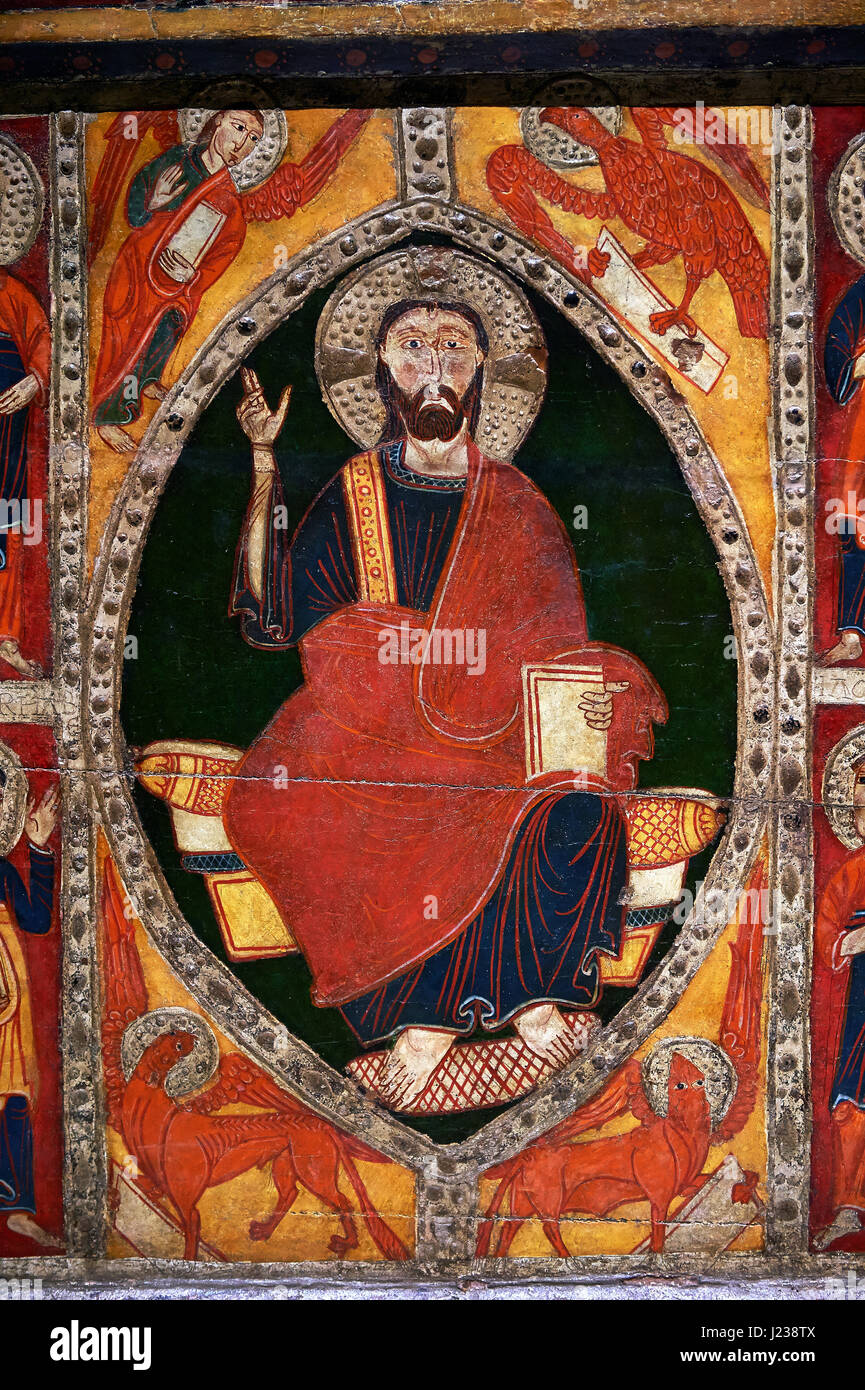 Romanesque thirteenth century painted altar front of Saint Roma de Vila ...