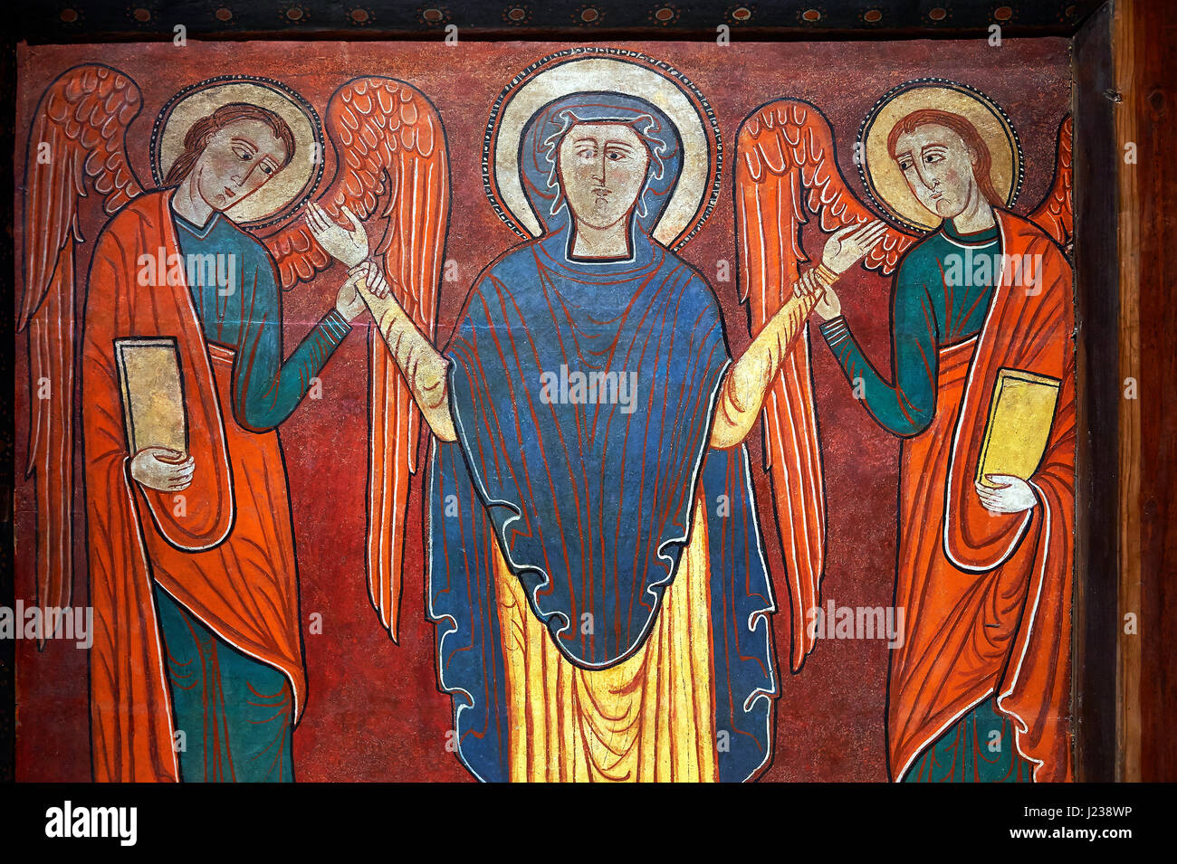 Romanesque thirteenth century painted altar front of Saint Roma de Vila ...