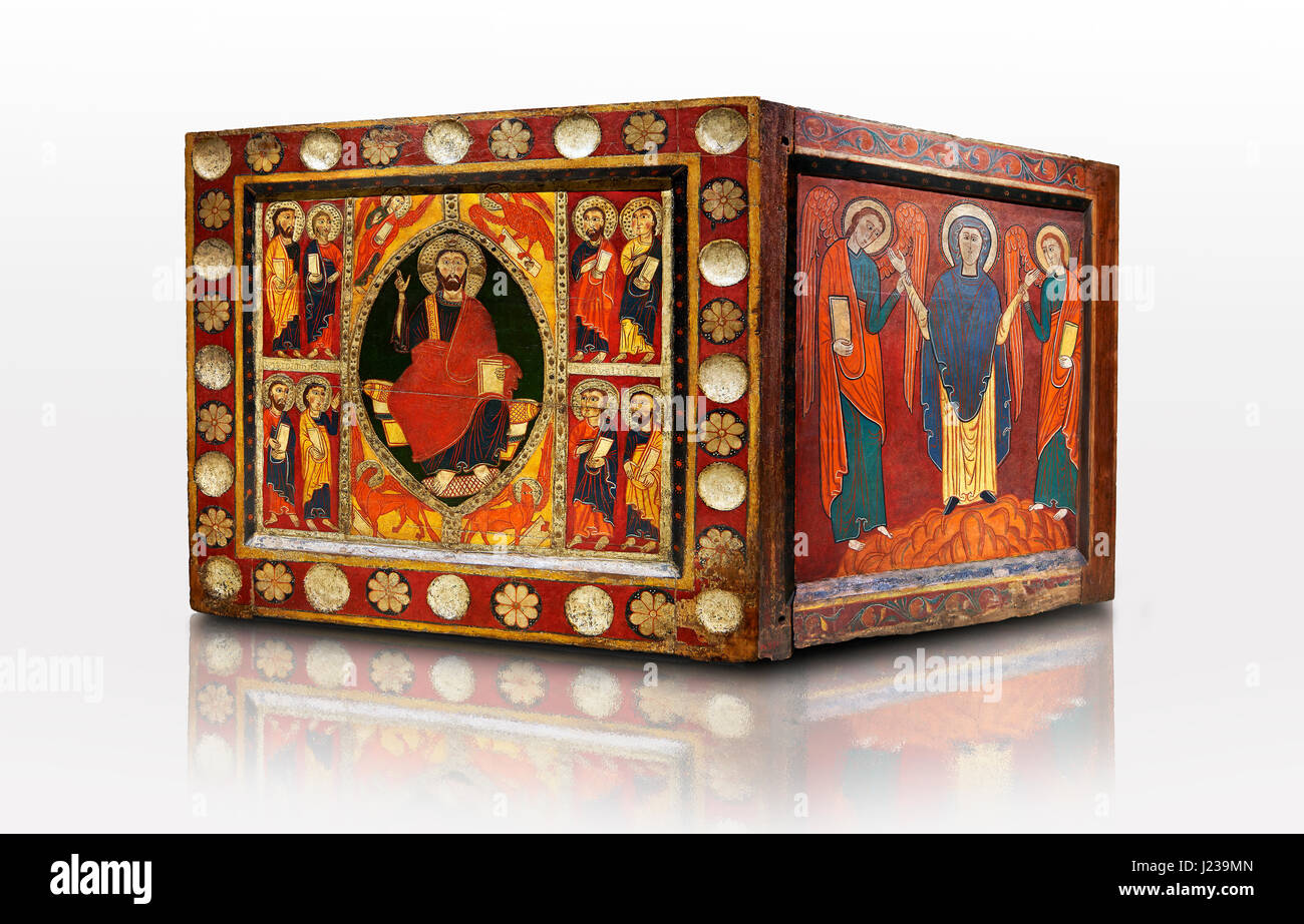 Romanesque thirteenth century painted altar front of Saint Roma de Vila ...