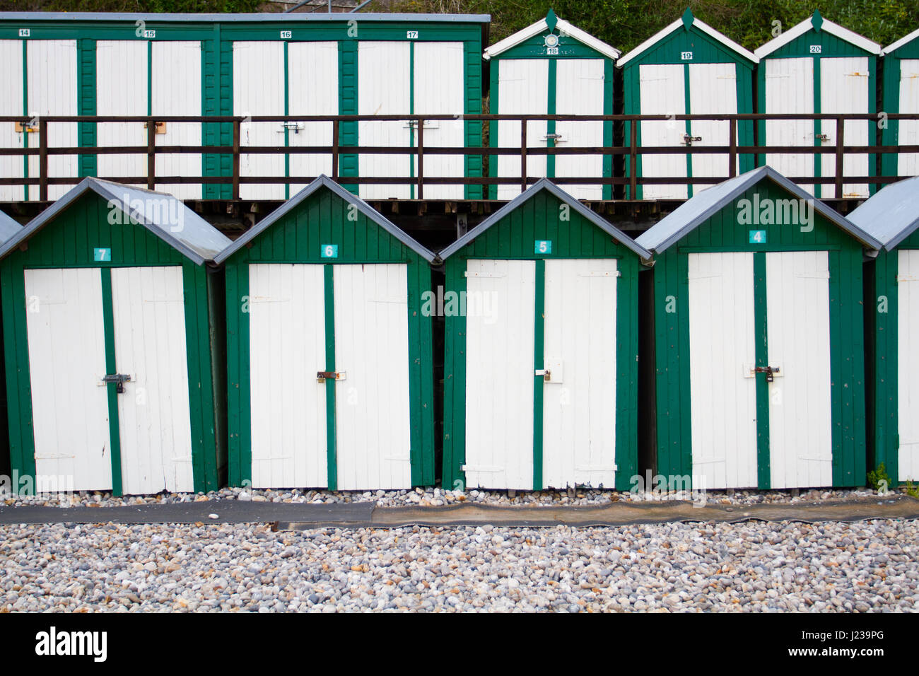 English traditional beach huts hi-res stock photography and images - Alamy
