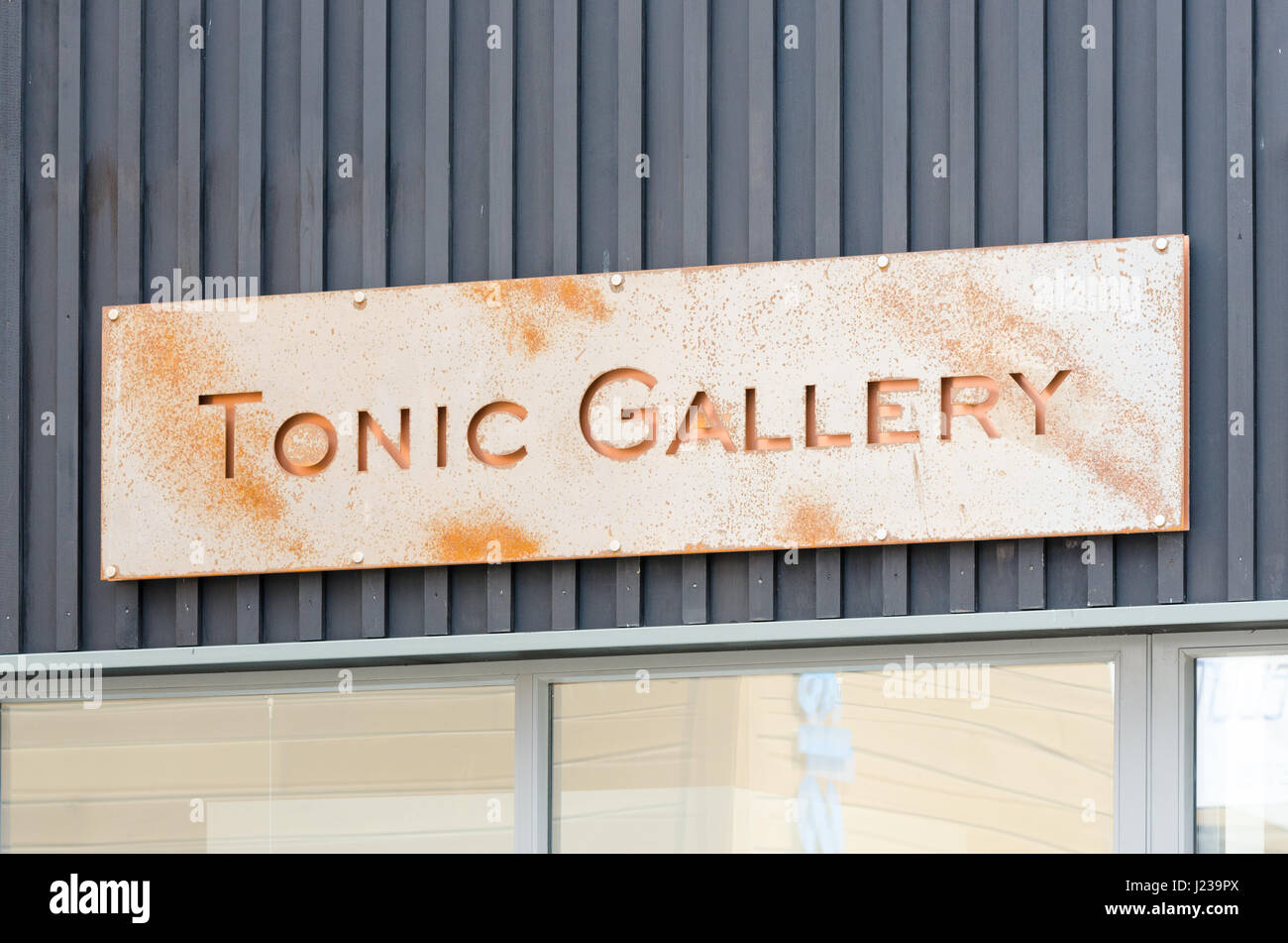 Sign at Tonic Gallery art gallery in Salcombe, Devon Stock Photo - Alamy