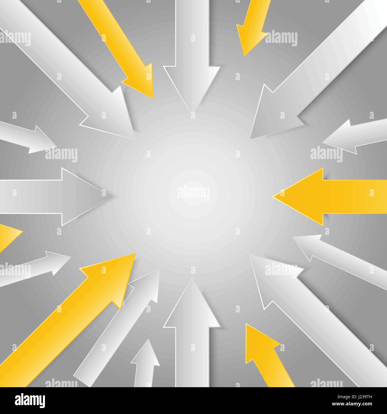 3d arrow paper point to center for business graphic concept design ...