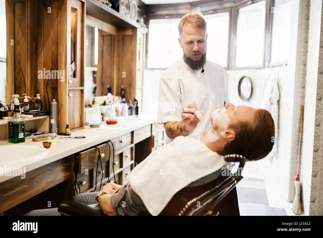 Retro Shaving Foam In Barber High Resolution Stock Photography and ...