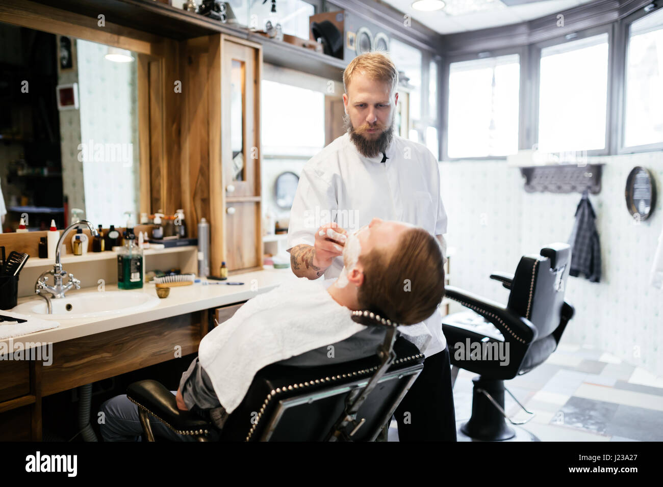 Retro Shaving Foam In Barber High Resolution Stock Photography and ...