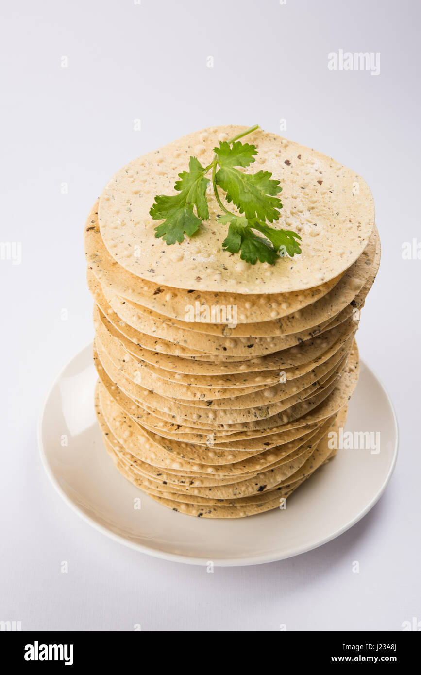 Indian snacks, deep fried crackers or papad. Mung dal and urad dal ...