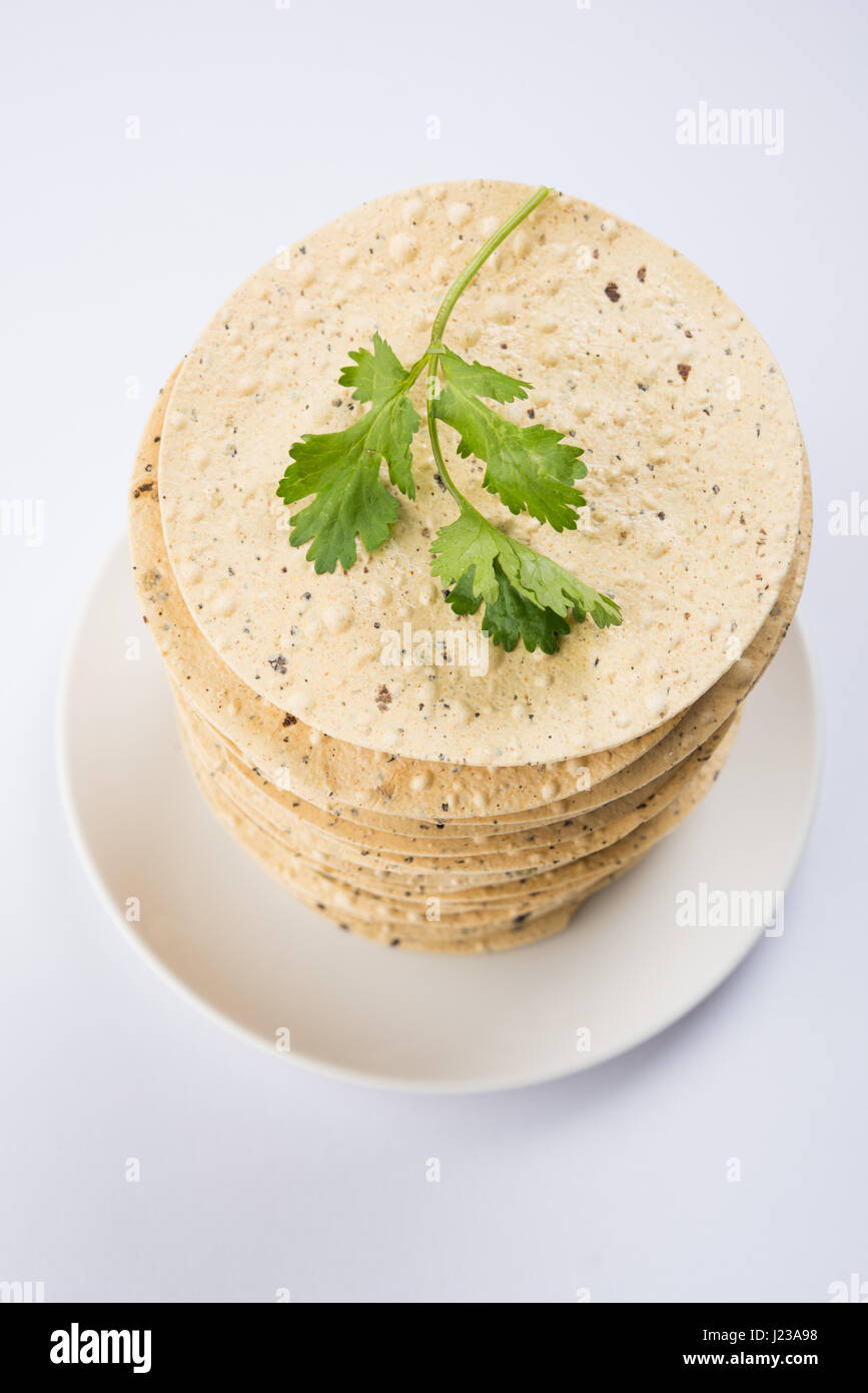 Indian snacks, deep fried crackers or papad. Mung dal and urad dal ...