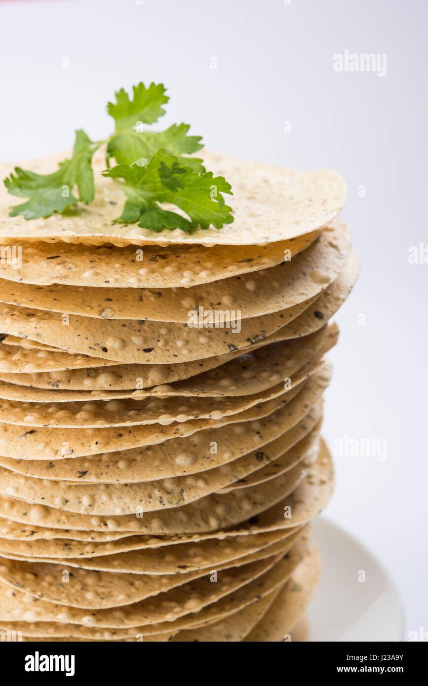 Indian snacks, deep fried crackers or papad. Mung dal and urad dal ...