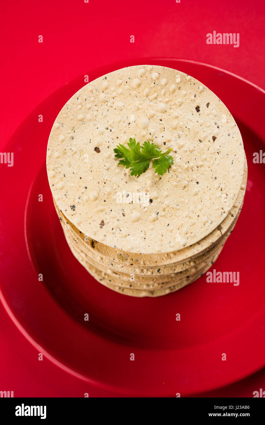 Indian snacks, deep fried crackers or papad. Mung dal and urad dal ...