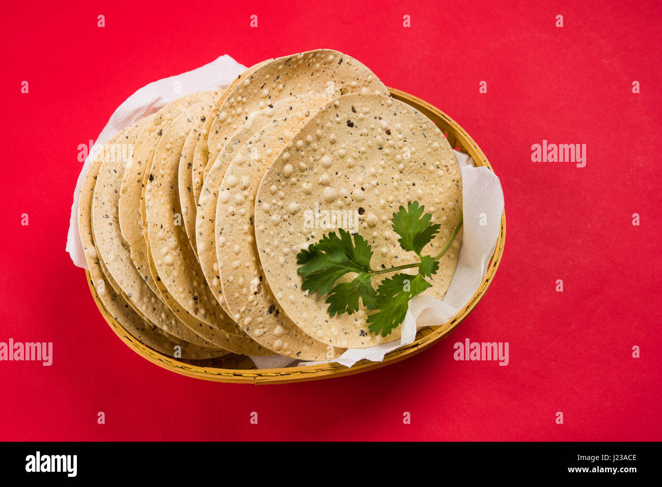 Indian snacks, deep fried crackers or papad. Mung dal and urad dal ...