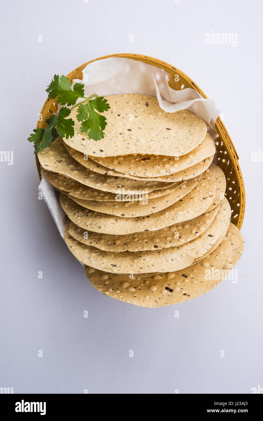 Indian snacks, deep fried crackers or papad. Mung dal and urad dal ...