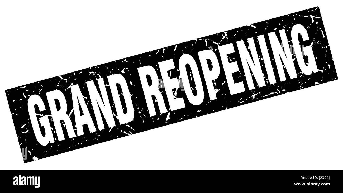 square grunge black grand reopening stamp Stock Vector Image & Art - Alamy