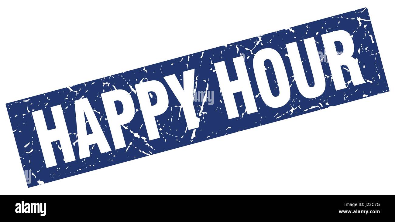 square grunge blue happy hour stamp Stock Vector Image & Art - Alamy