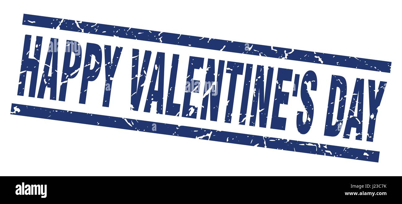 square grunge blue happy Valentine's day stamp Stock Vector Image & Art ...