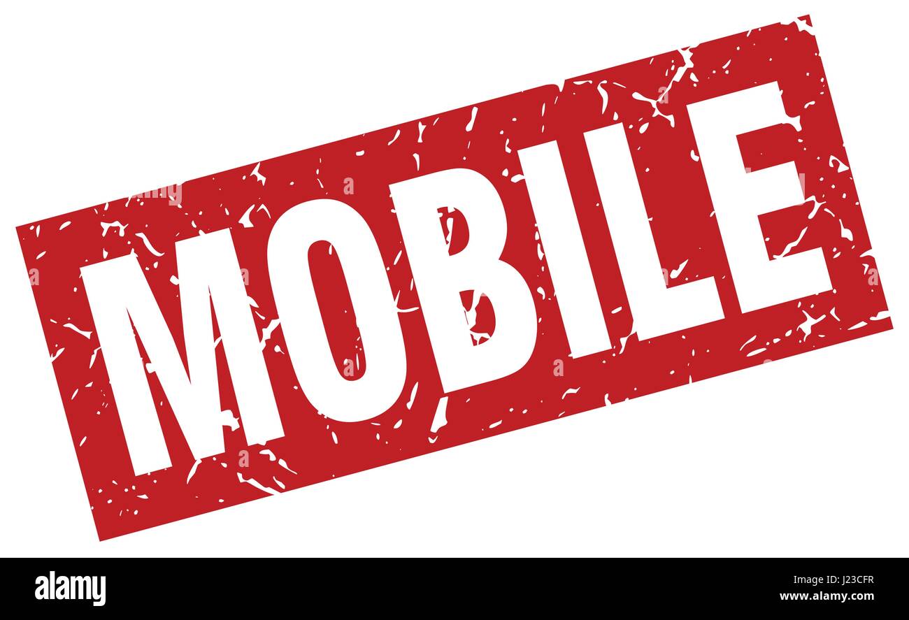 square grunge red mobile stamp Stock Vector Image & Art - Alamy