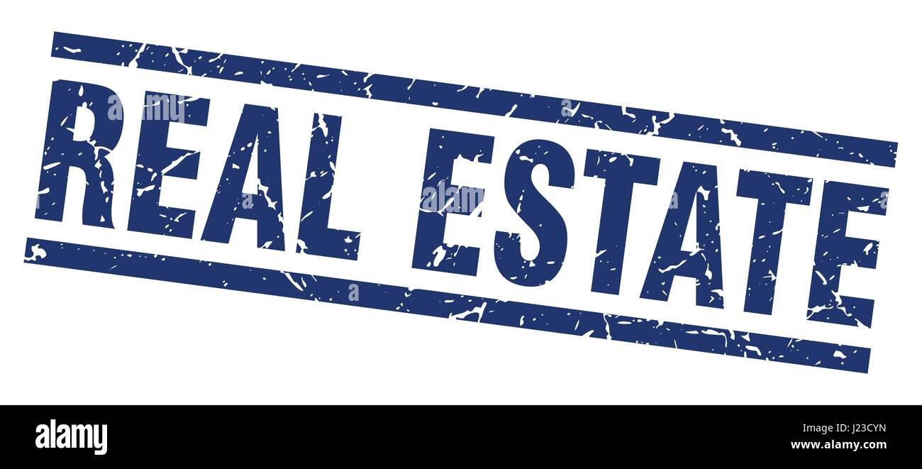 square grunge blue real estate stamp Stock Vector Image & Art - Alamy