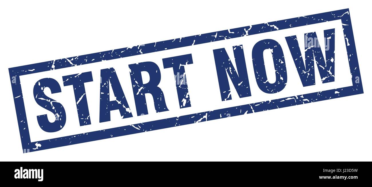 square grunge blue start now stamp Stock Vector Image & Art - Alamy