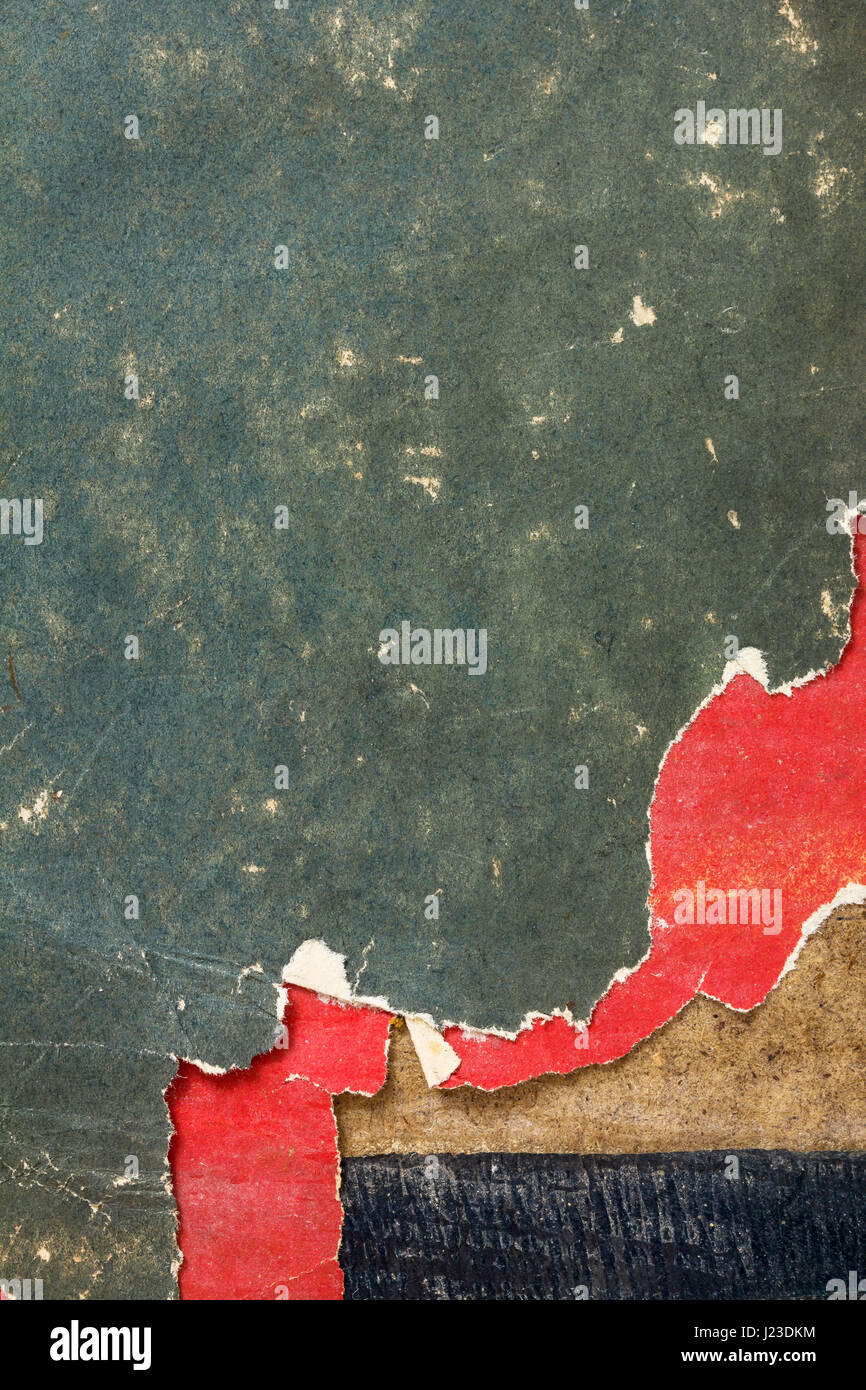 Detail of an aged book cover with yellowed cutting edge as vintage ...