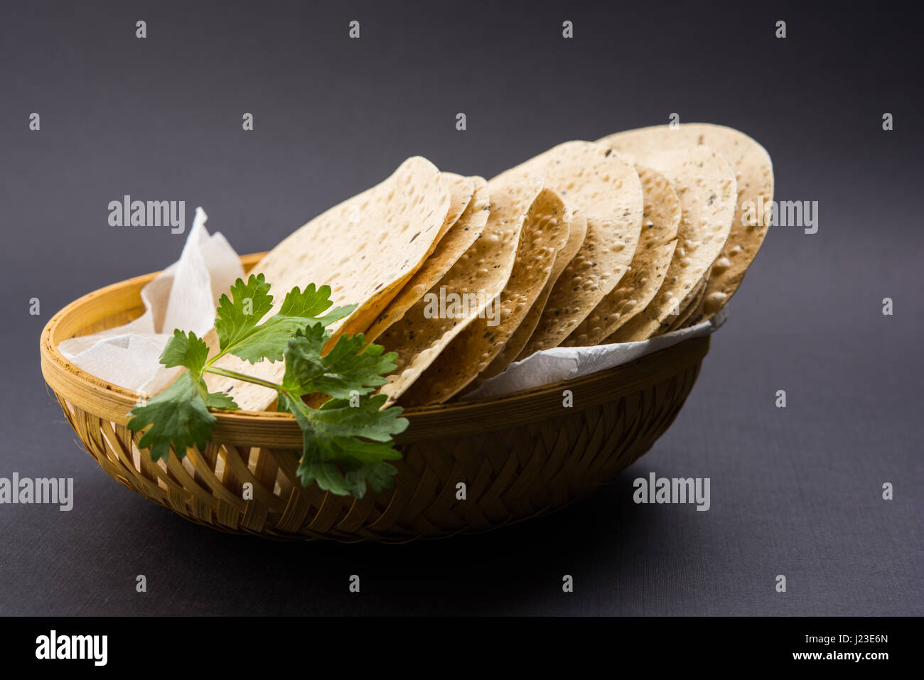 Indian snacks, deep fried crackers or papad. Mung dal and urad dal ...