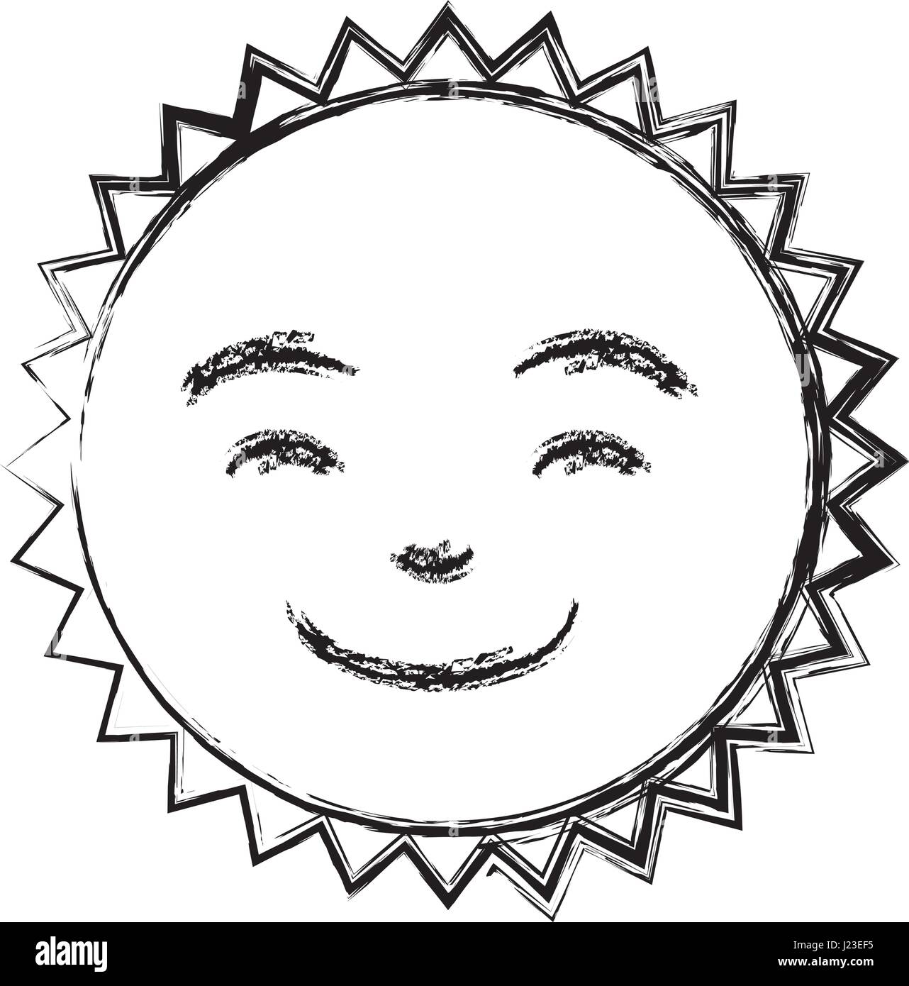 monochrome sketch of caricature of the sun smiling Stock Vector Image ...
