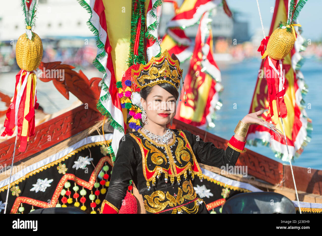 Young girl perform Traditional dance inside the Bajau's boat called ...