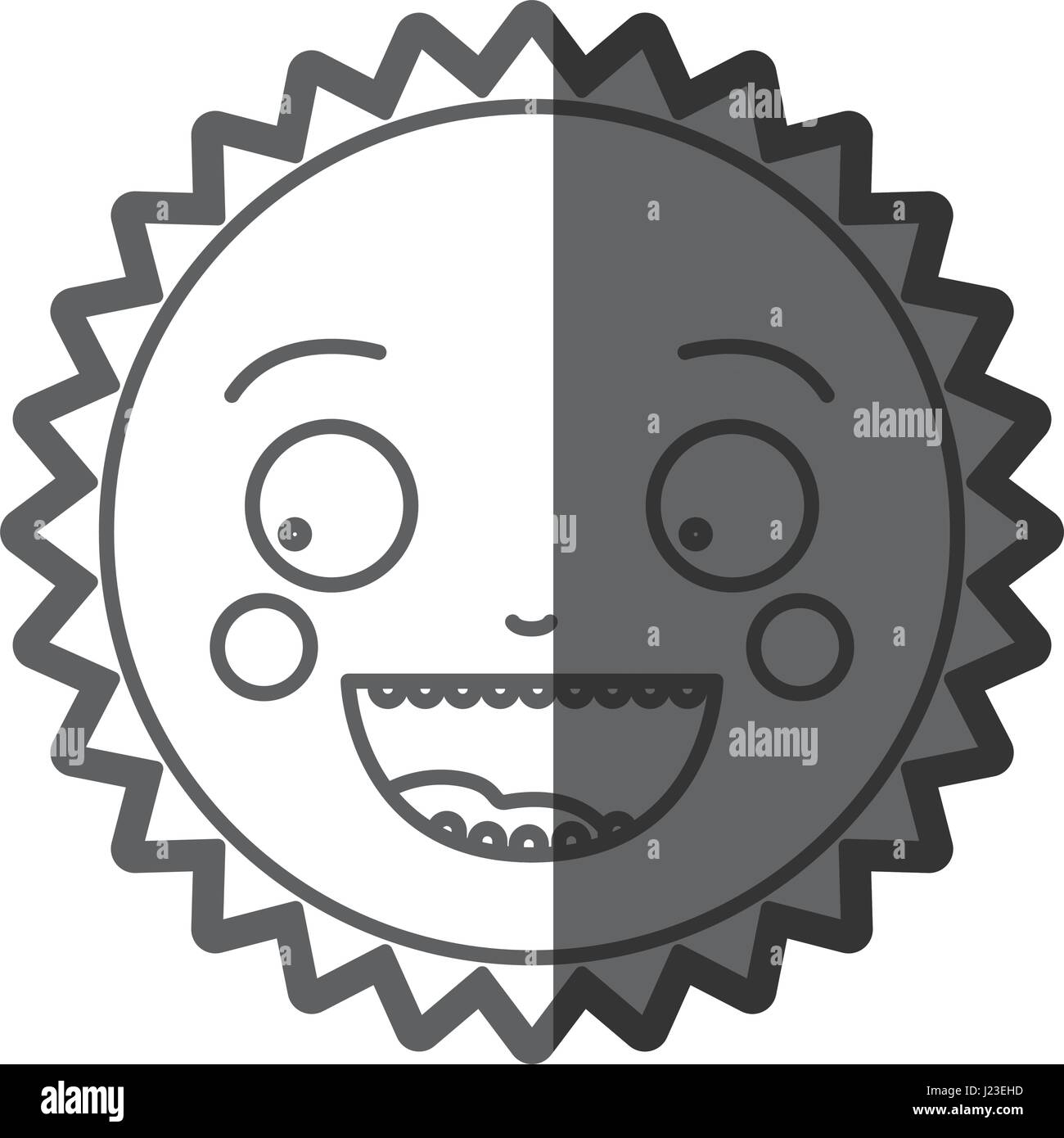 grayscale thick silhouette of caricature of the sun smiling Stock ...