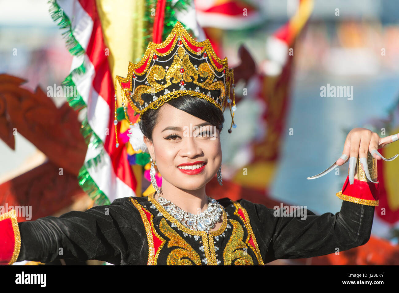 Young girl perform Traditional dance inside the Bajau's boat called ...
