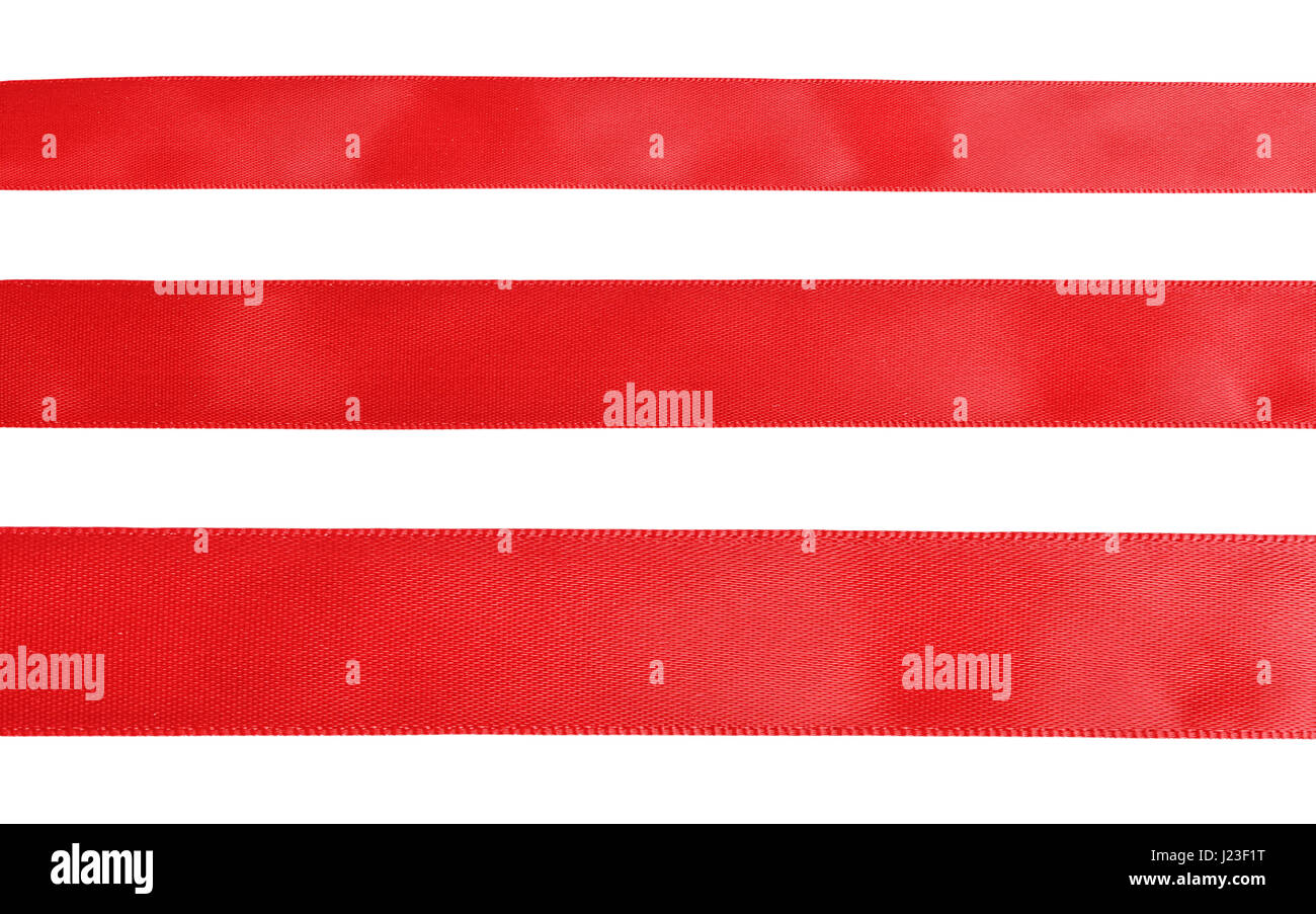 Three samples of red cloth tape isolated Stock Photo - Alamy