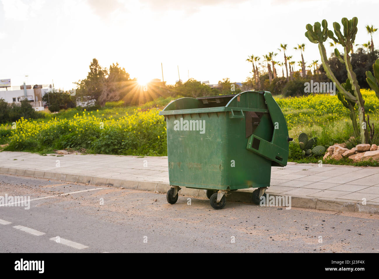 City trash cans. Dumpster Stock Photo - Alamy