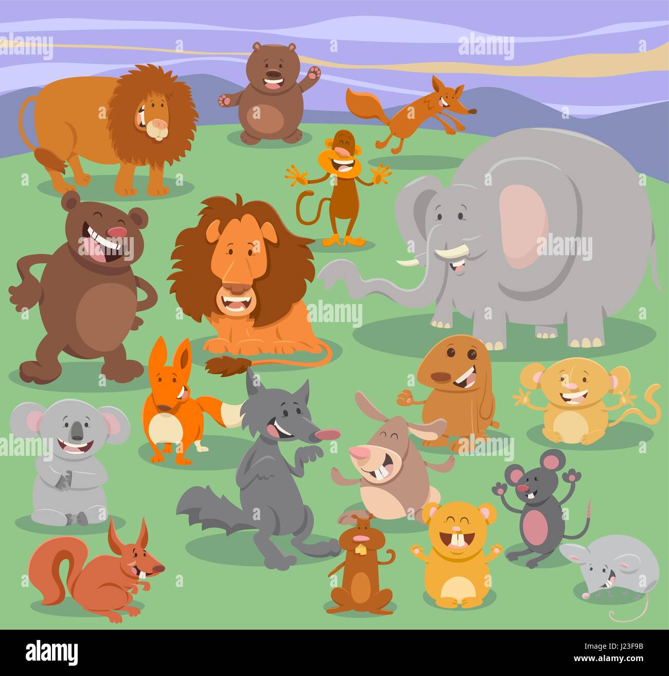 Cartoon Illustration of Wild Animal Characters Group Stock Vector Image ...