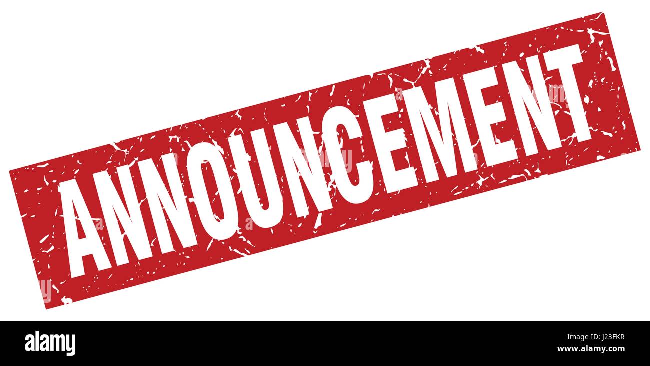 Announcement square red grunge Cut Out Stock Images & Pictures - Alamy