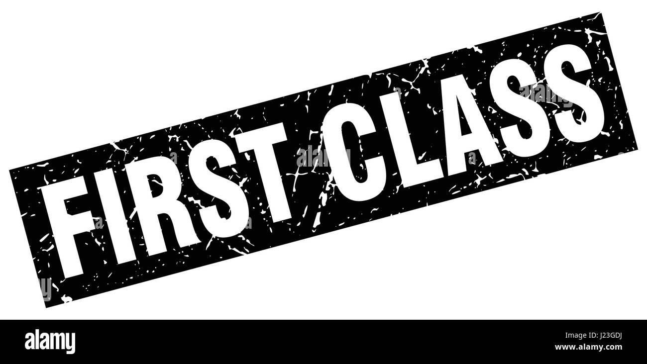 square grunge black first class stamp Stock Vector Image & Art - Alamy