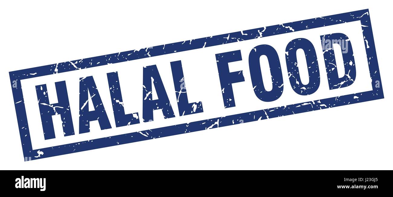 square grunge blue halal food stamp Stock Vector Image & Art - Alamy