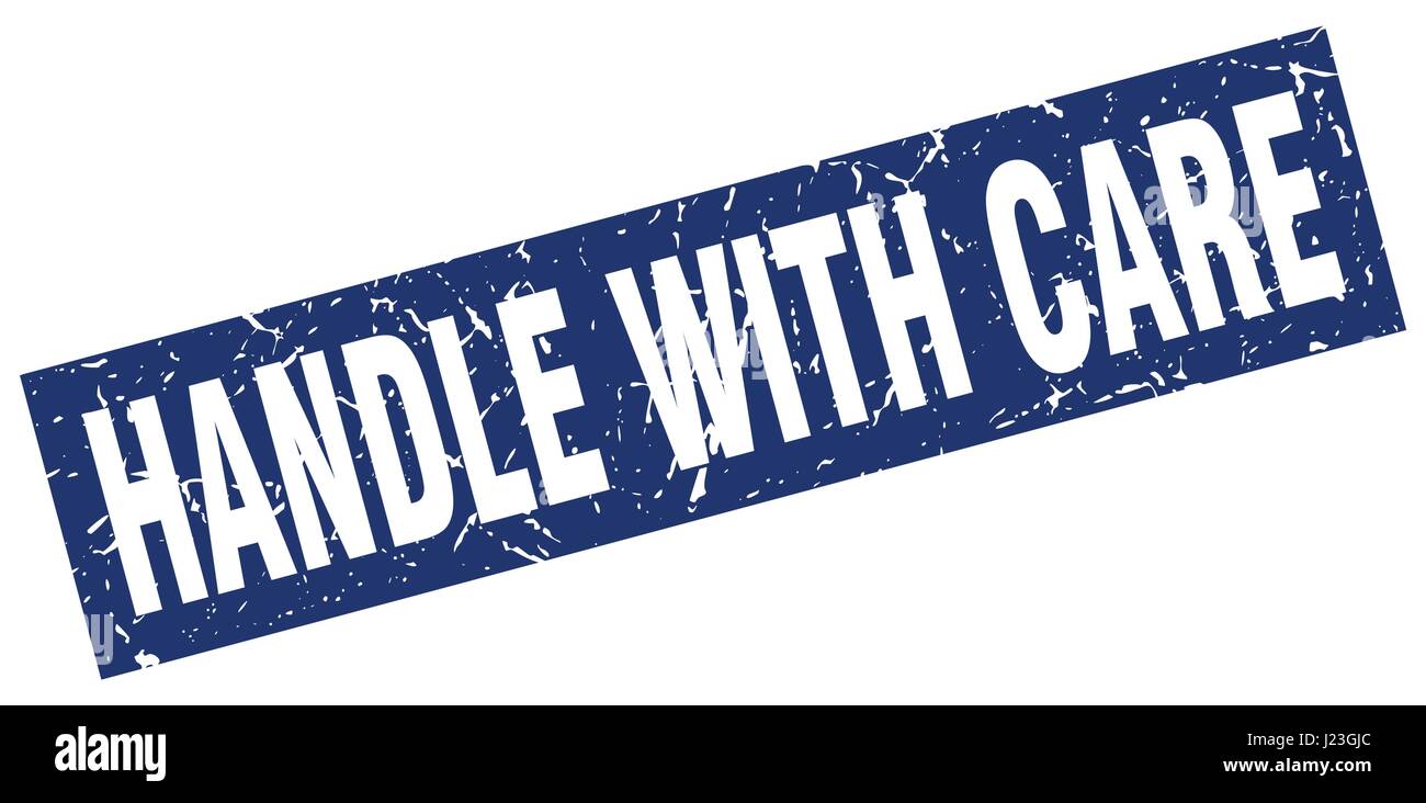 square grunge blue handle with care stamp Stock Vector Image & Art - Alamy