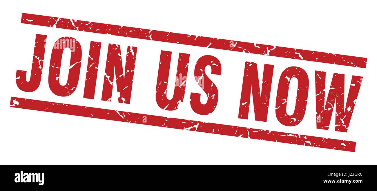 square grunge red join us now stamp Stock Vector Image & Art - Alamy