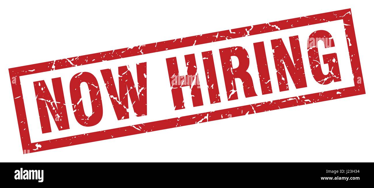 square grunge red now hiring stamp Stock Vector Image & Art - Alamy